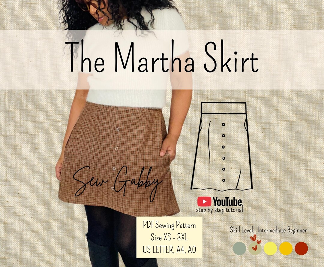 Easy Skirt Sewing Pattern – Beginner Friendly, Flat Front, Elastic ...