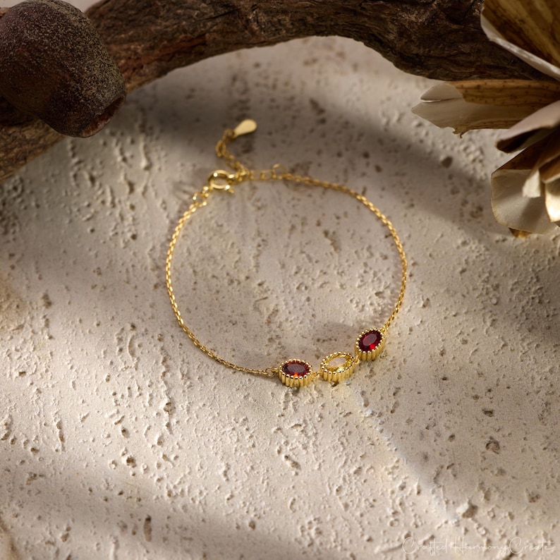 Custom Birthstone Bracelet, Oval Birthstone Bracelet, Wedding Bracelet ...