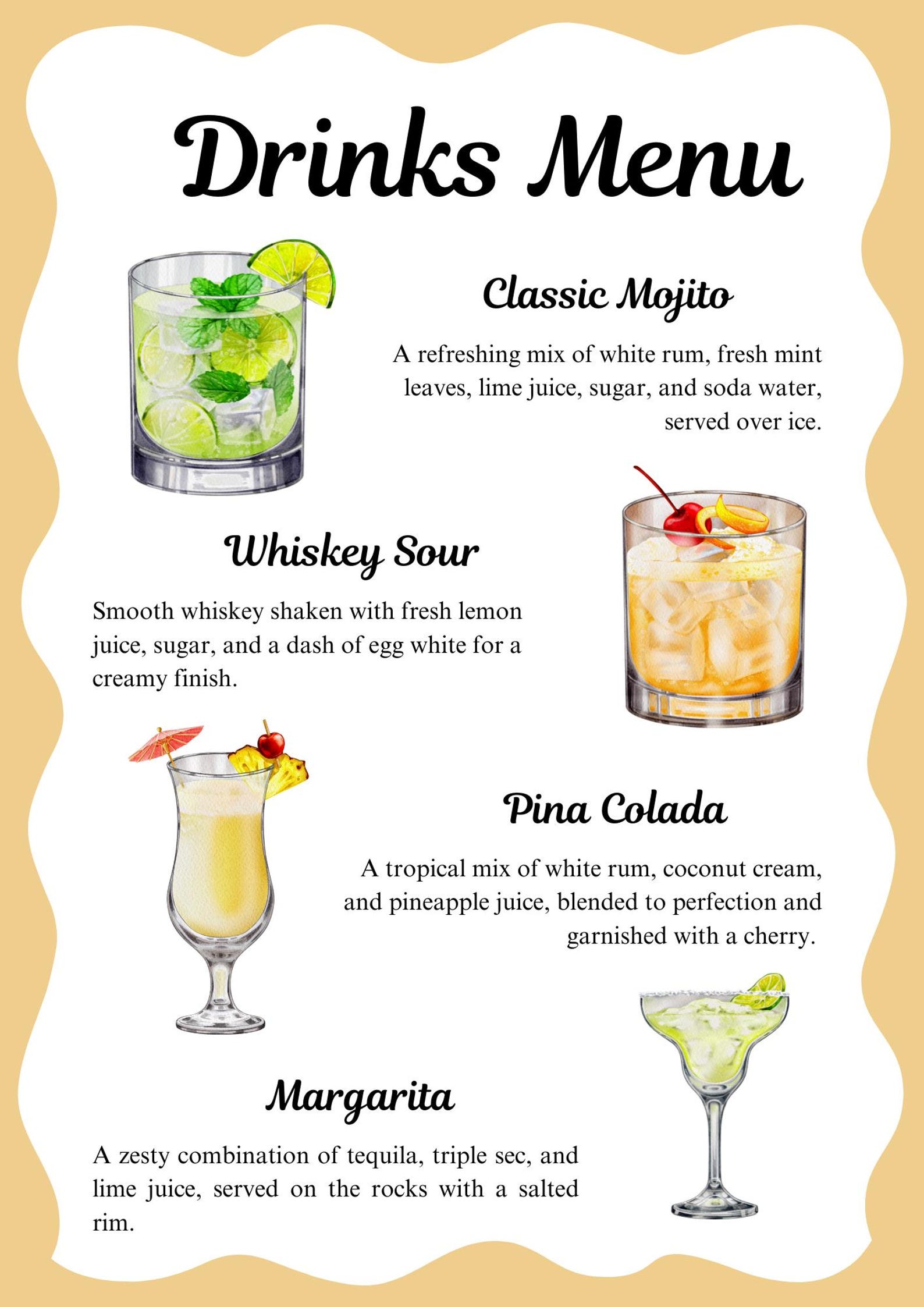 Editable Drink Menu Template: Custom Bar Menu Design (digital) - Etsy