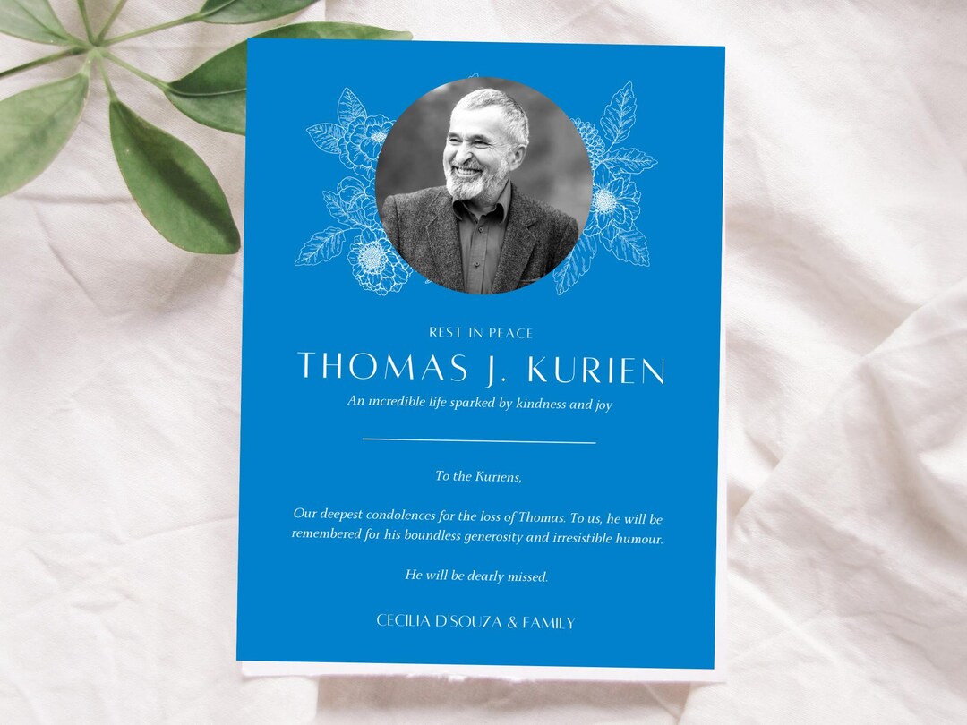 Elegant Condolence Card Template | Editable Canva Word | Instant ...