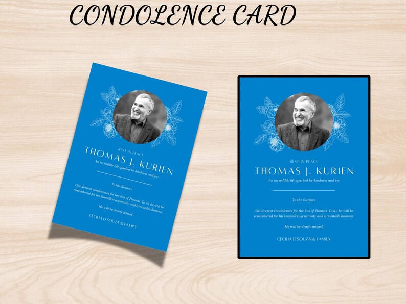Elegant Condolence Card Template | Editable Canva Word | Instant ...