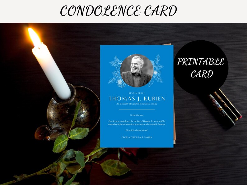 Elegant Condolence Card Template | Editable Canva Word | Instant ...