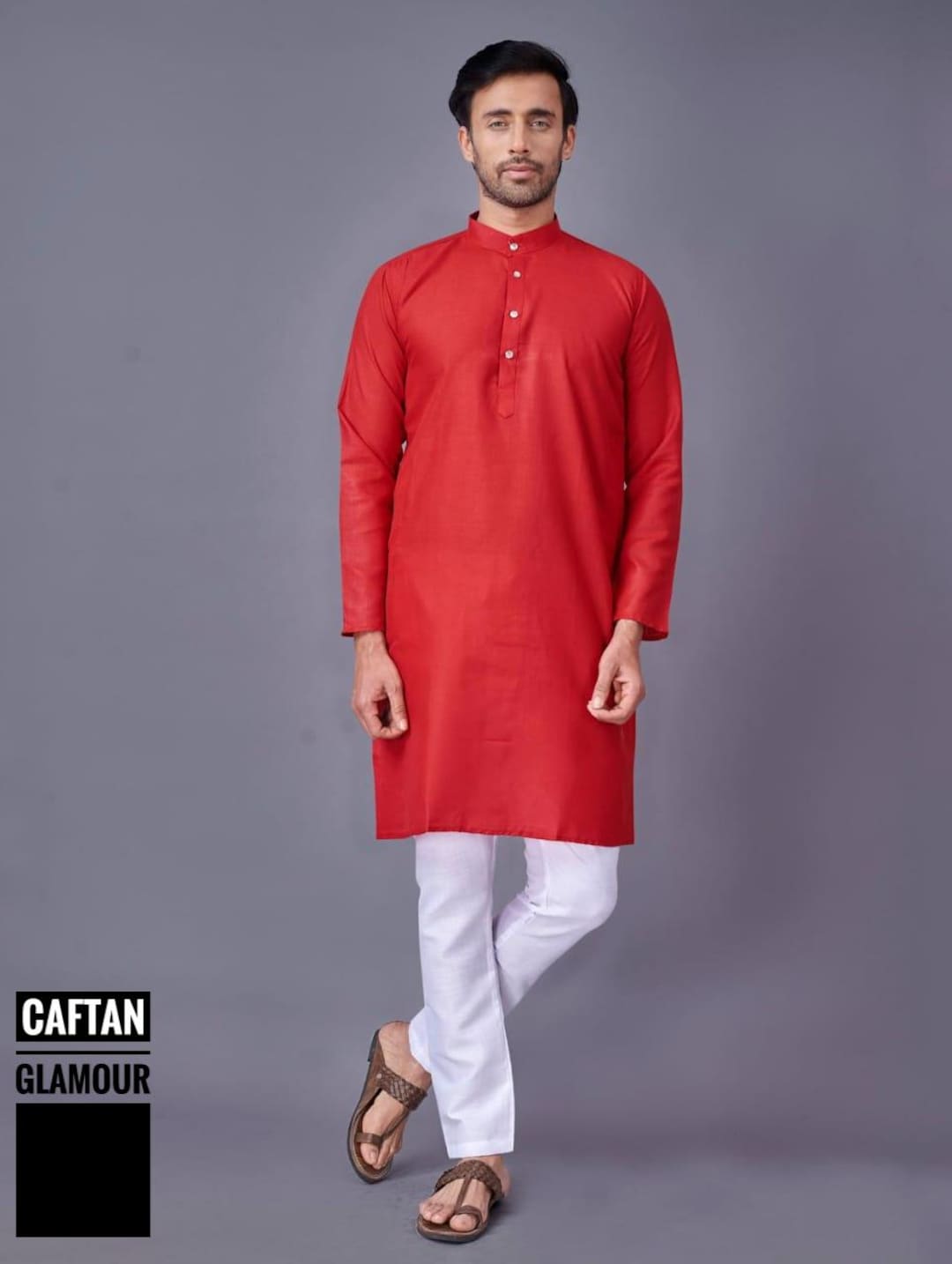 Men Red Kurta Pajama Set Pure Black Kurta Pyjama for Men Long Sleeve ...
