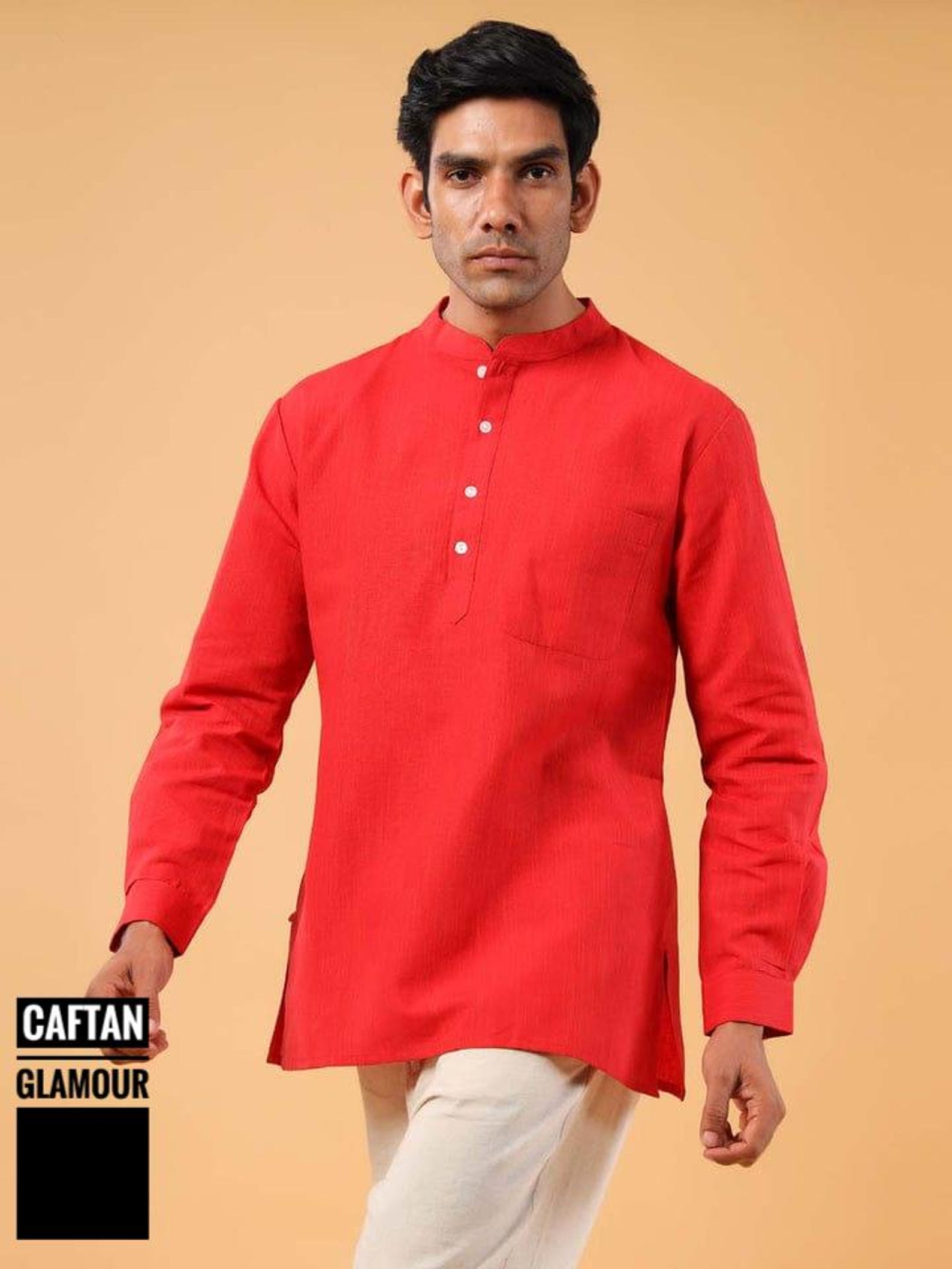 Red Kurta in Short | Solid Red Color Kurta for Men | Party Wear Red ...