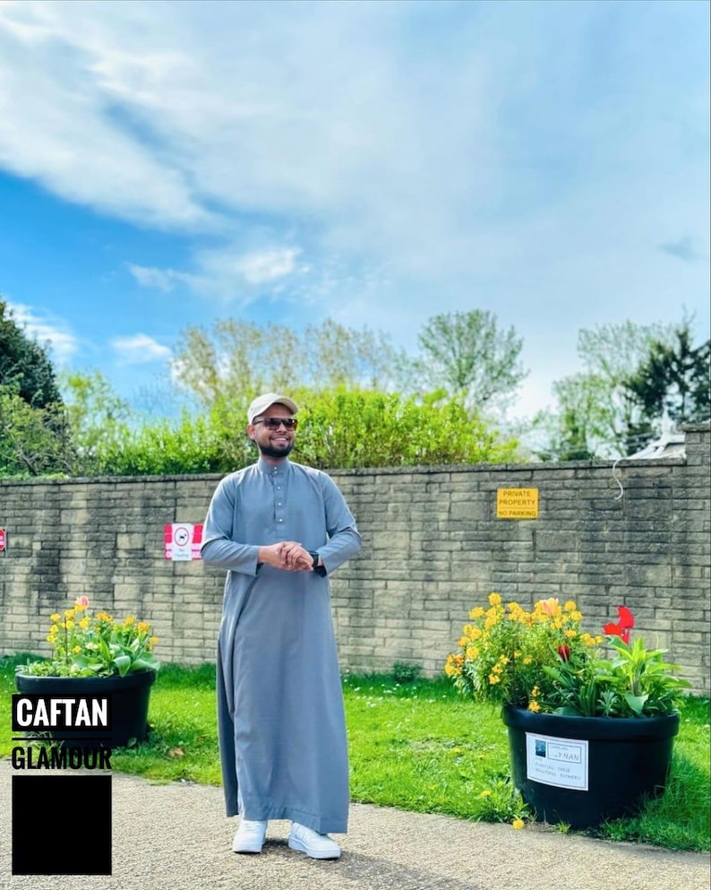 Men's Gray Kuwaiti Thobes Jubbah - Jubba Thawb Kandora Dishdasha ...