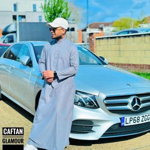 Men's Gray Kuwaiti Thobes Jubbah - Jubba Thawb Kandora Dishdasha ...