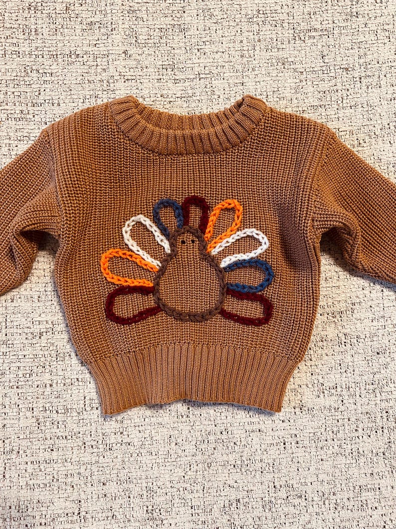 Thanksgiving Hand Embroidered Turkey Design Custom Baby and Toddler ...
