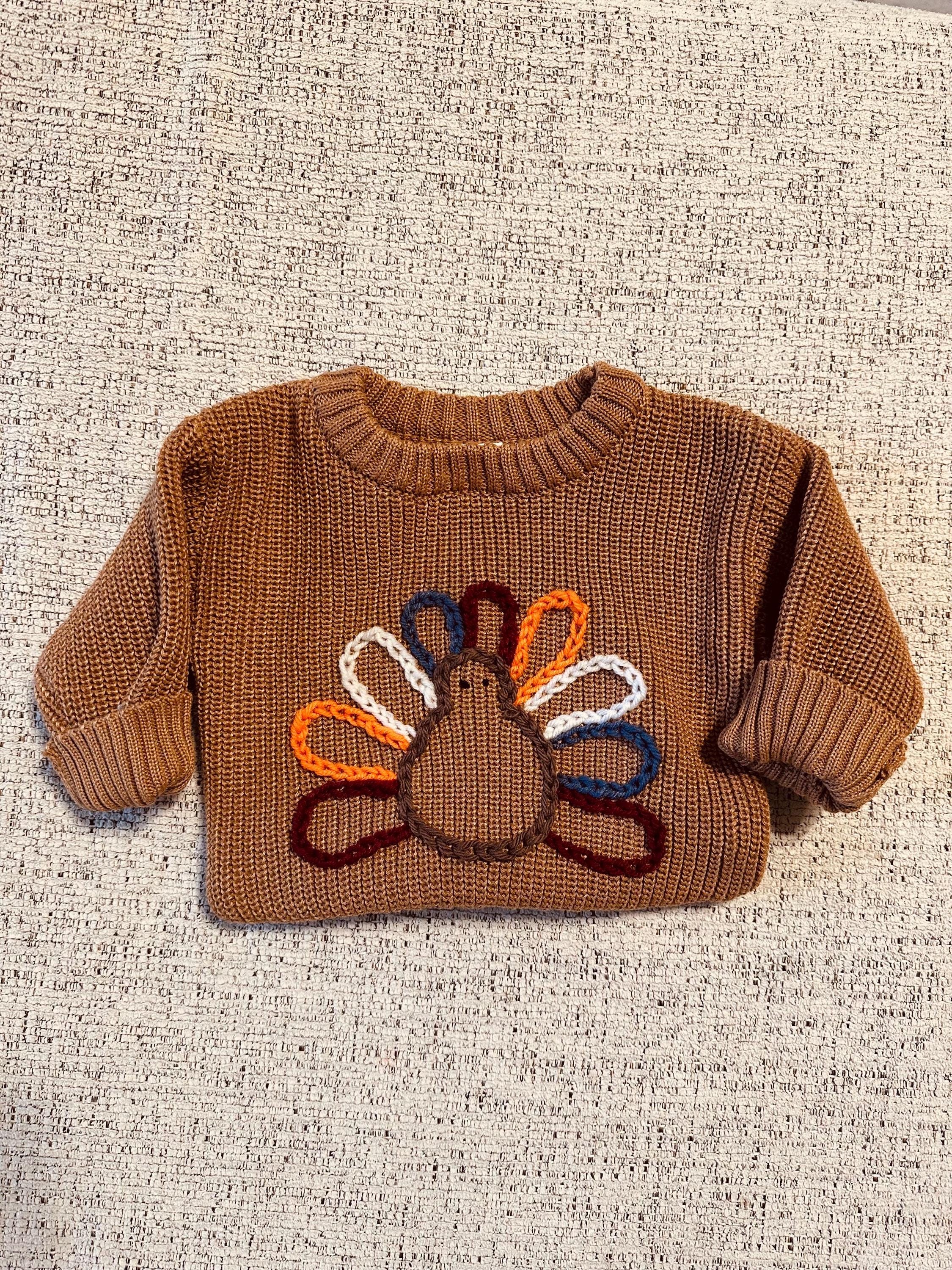 Thanksgiving Hand Embroidered Turkey Design Custom Baby and Toddler ...