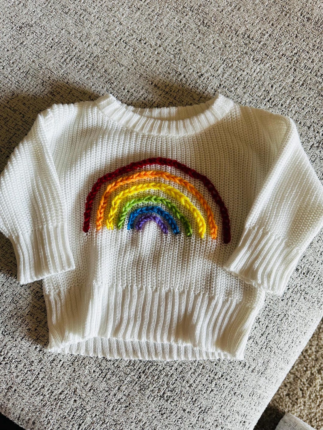 Rainbow Baby Sweater Hand Embroidered - Etsy