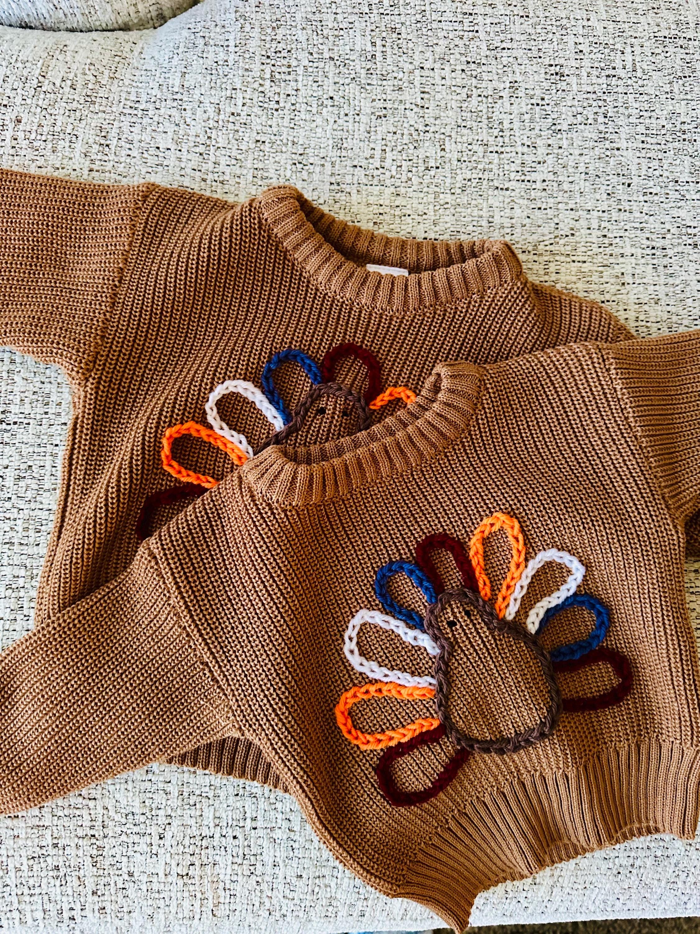 Thanksgiving Hand Embroidered Turkey Design Custom Baby and Toddler ...