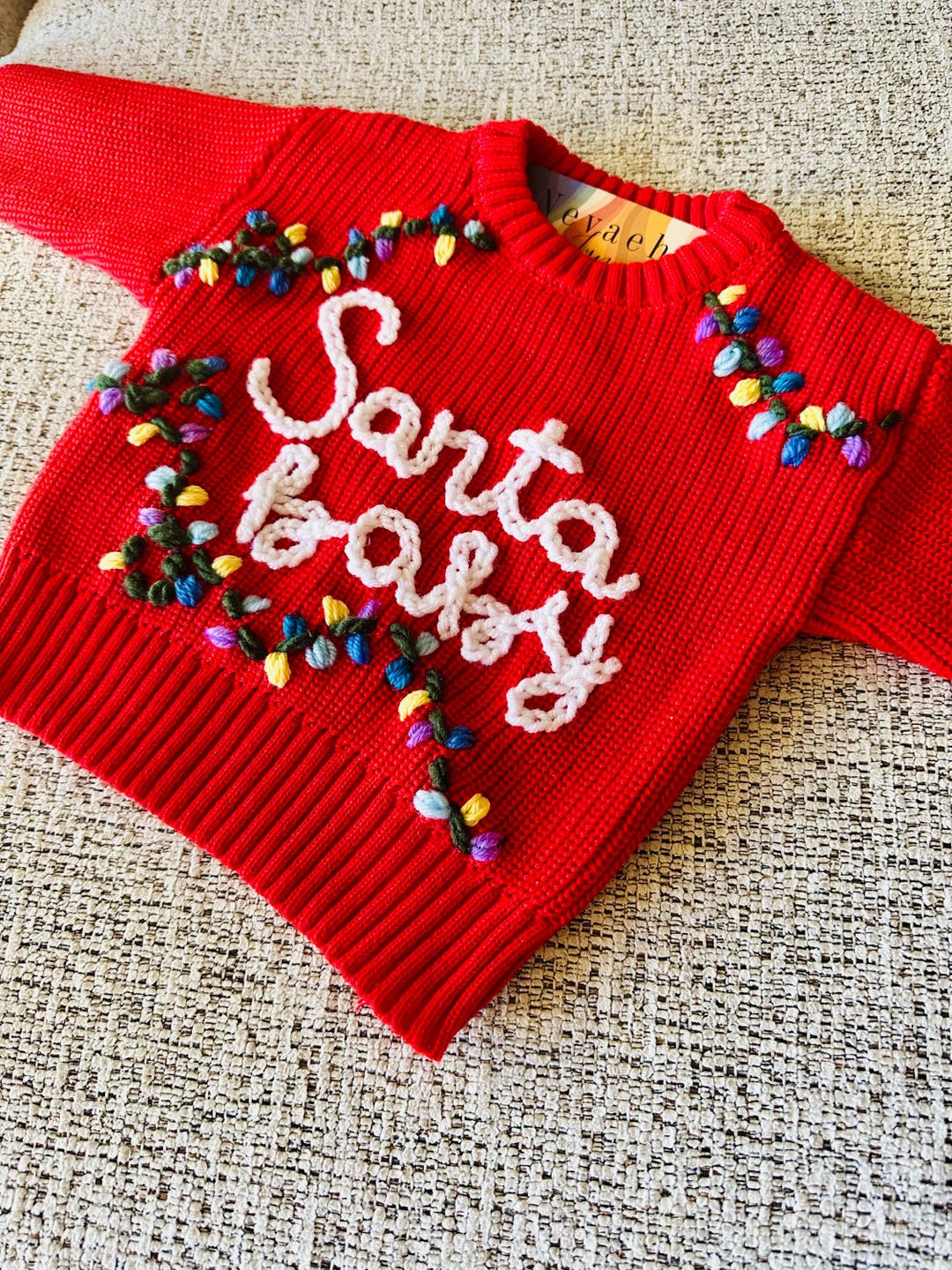 Christmas Embroidered Sweater, Personalized Santa Baby Sweater for ...