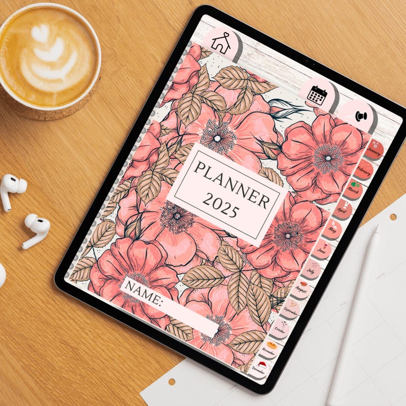 2025 Floral Digital Planner: Weekly & Monthly Organizer (printable PDF ...