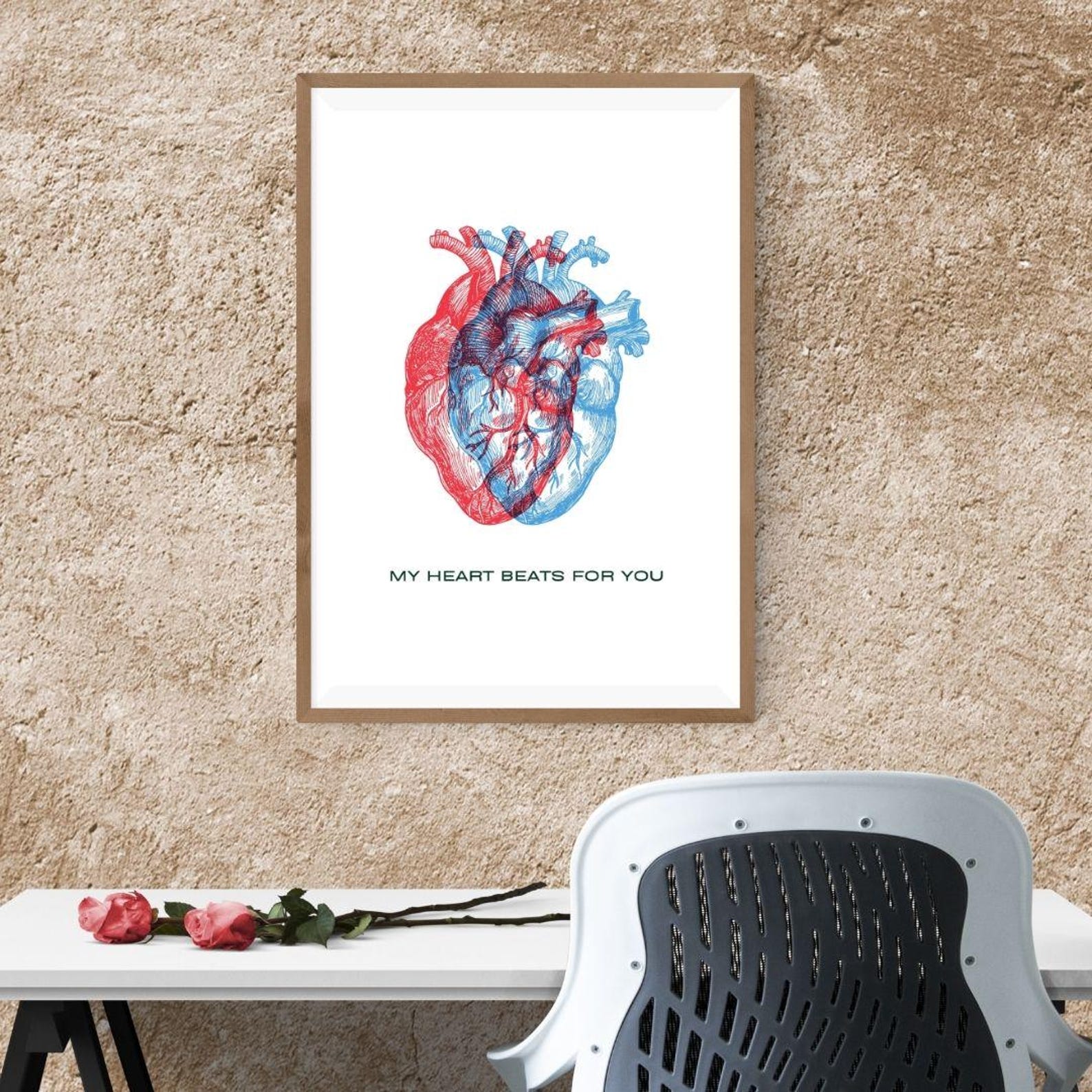 Anatomical Heart Art Wall,heard Office Decor,minimalistic Anatomy Art ...