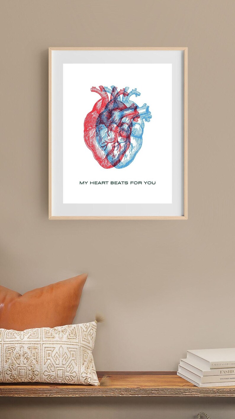 Anatomical Heart Art Wall,heard Office Decor,minimalistic Anatomy Art ...
