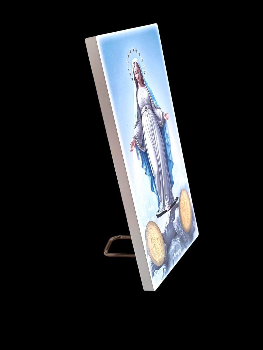 MIRACULOUS 925 Silver Virgin Mary Medals Picture Statue Our Lady Statue ...