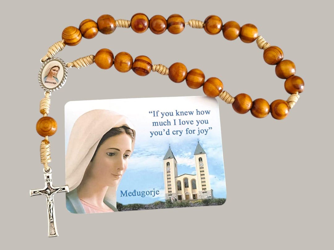 Medjugorje Chaplet Peace Rosary 3x7 OLIVE WOOD Handmade Medjugorje ...