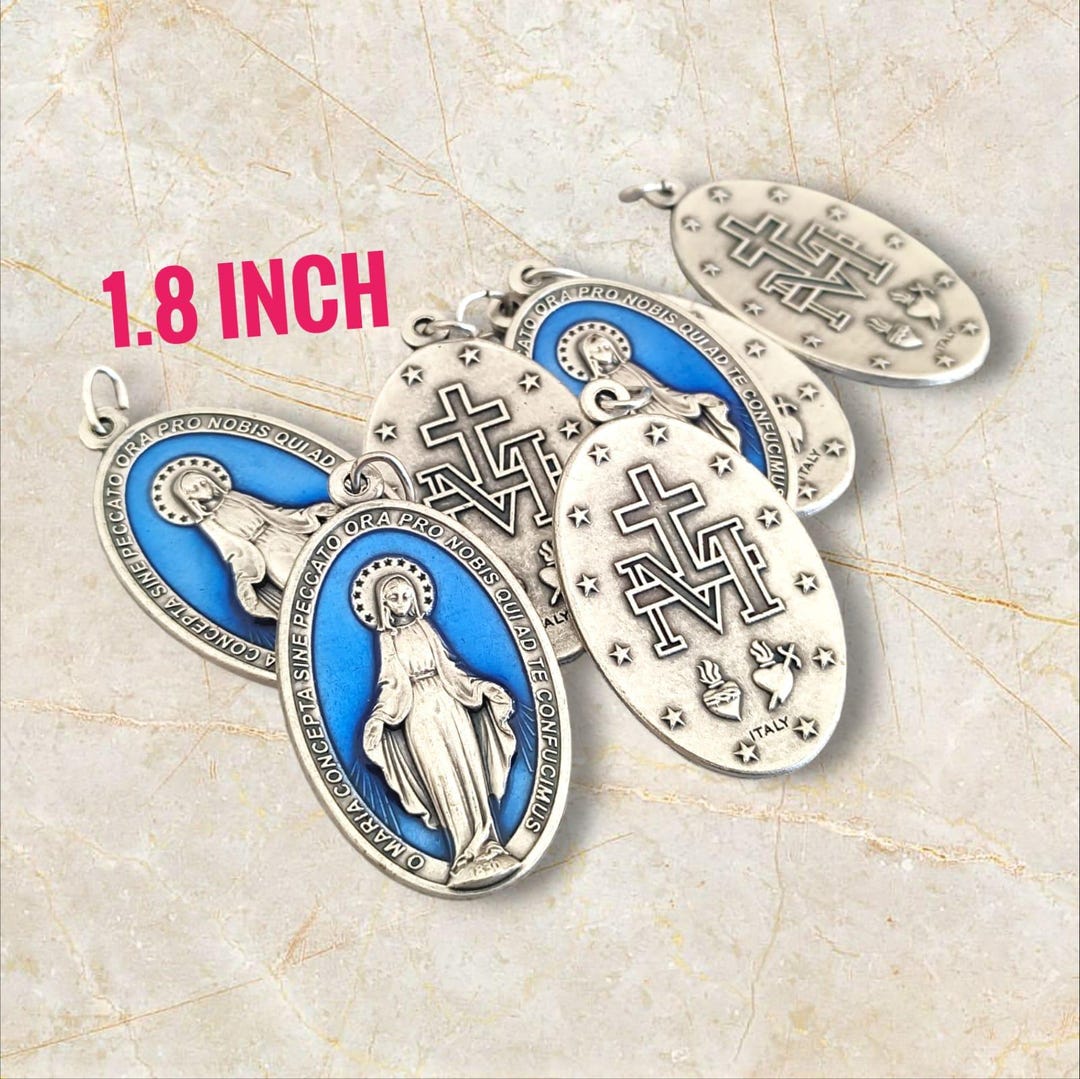 Miraculous Medals Big Blue Enameled Virgin Mary Mother Mary Holy Mother ...
