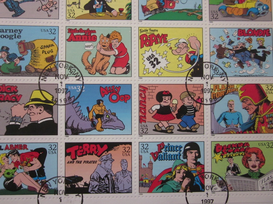 COMIC STRIP CLASSICS Pane of 20 Stamps Last Day of Sale 1995 - Etsy