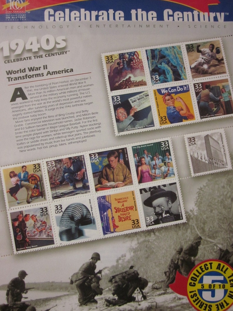 CELEBRATE the 40s Pane of 15 USPS Stamps XF - Etsy