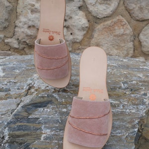 Soft Rose Suede Slide With Rose Gold Feature, Average/narrow or Wide ...