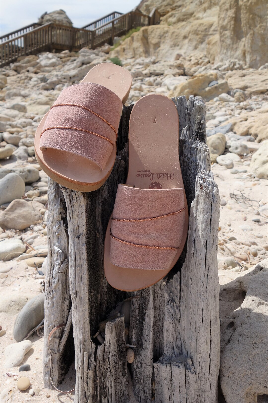 Soft Rose Suede Slide With Rose Gold Feature, Average/narrow or Wide ...
