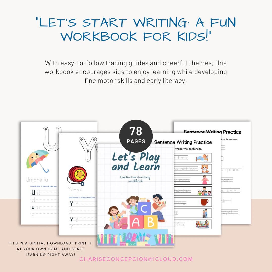 Let’s Start Writing: A Fun Workbook for Kids! Workbook - Etsy