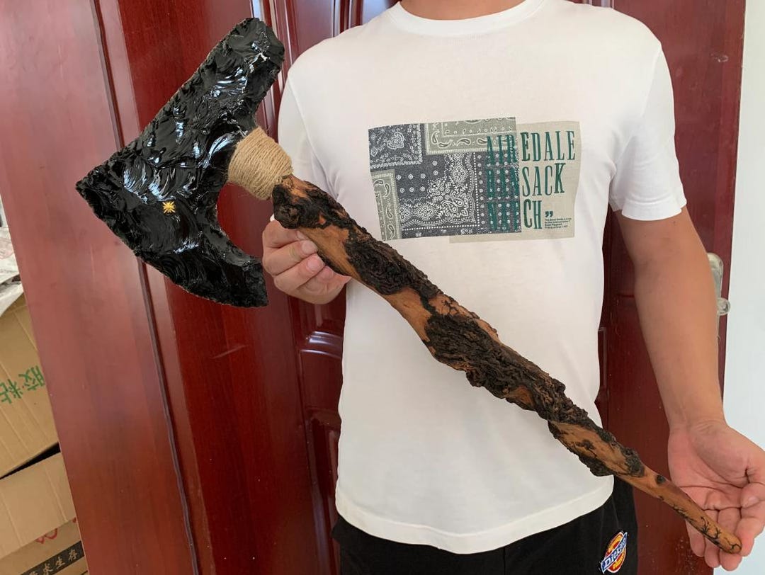 23natural Obsidian Axe, Quartz Crystal Knife Skull, Hand Carved Diy Axe ...