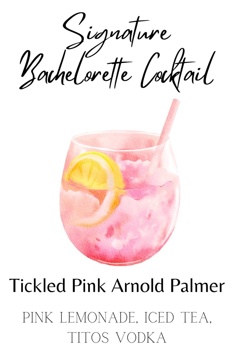 Bachelorette Drink Sign Tickled Pink Arnold Palmer - Etsy