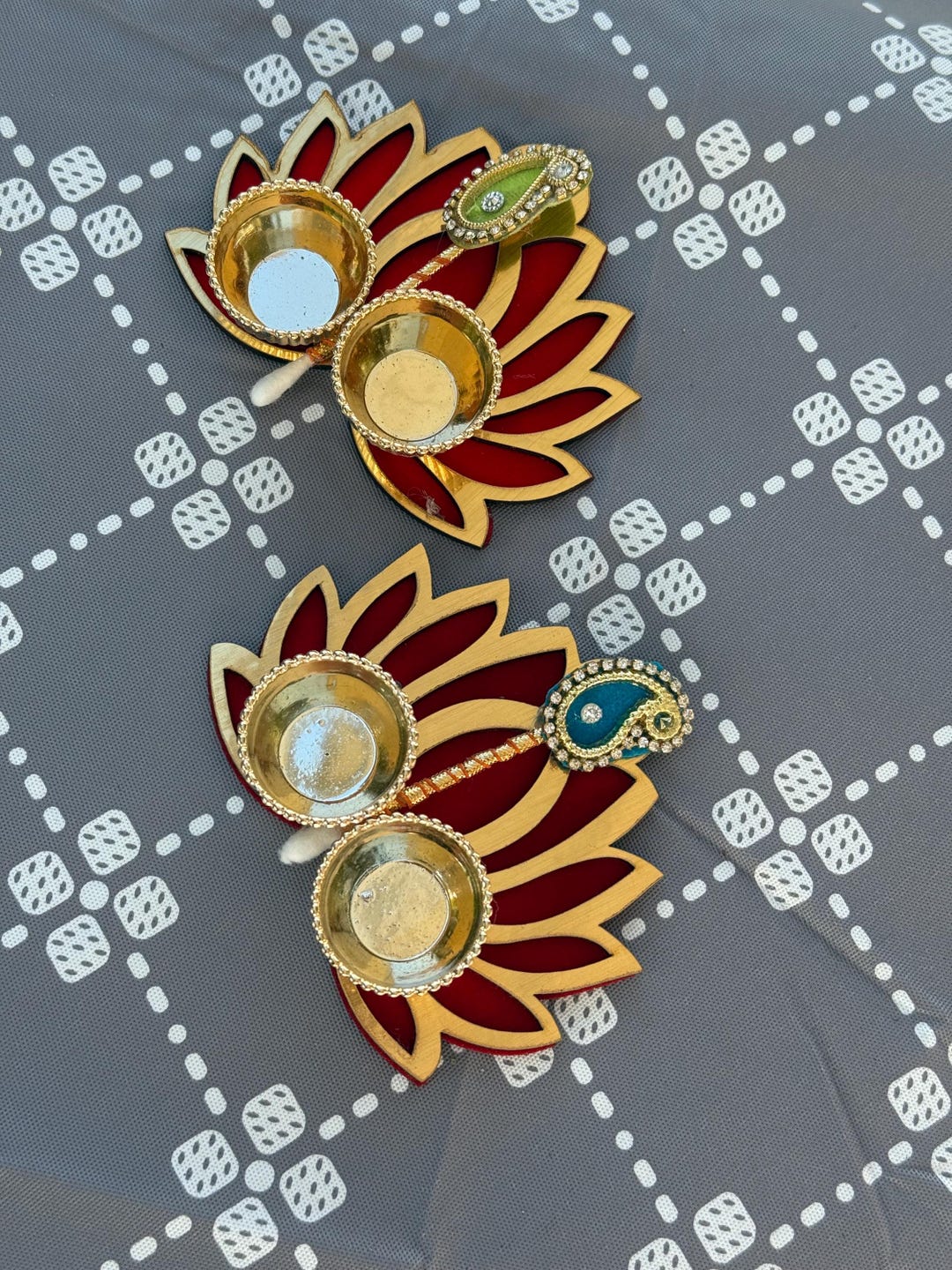 Red Lotus Tilak Plate: Diwali Pooja Ceremony Favors - Etsy