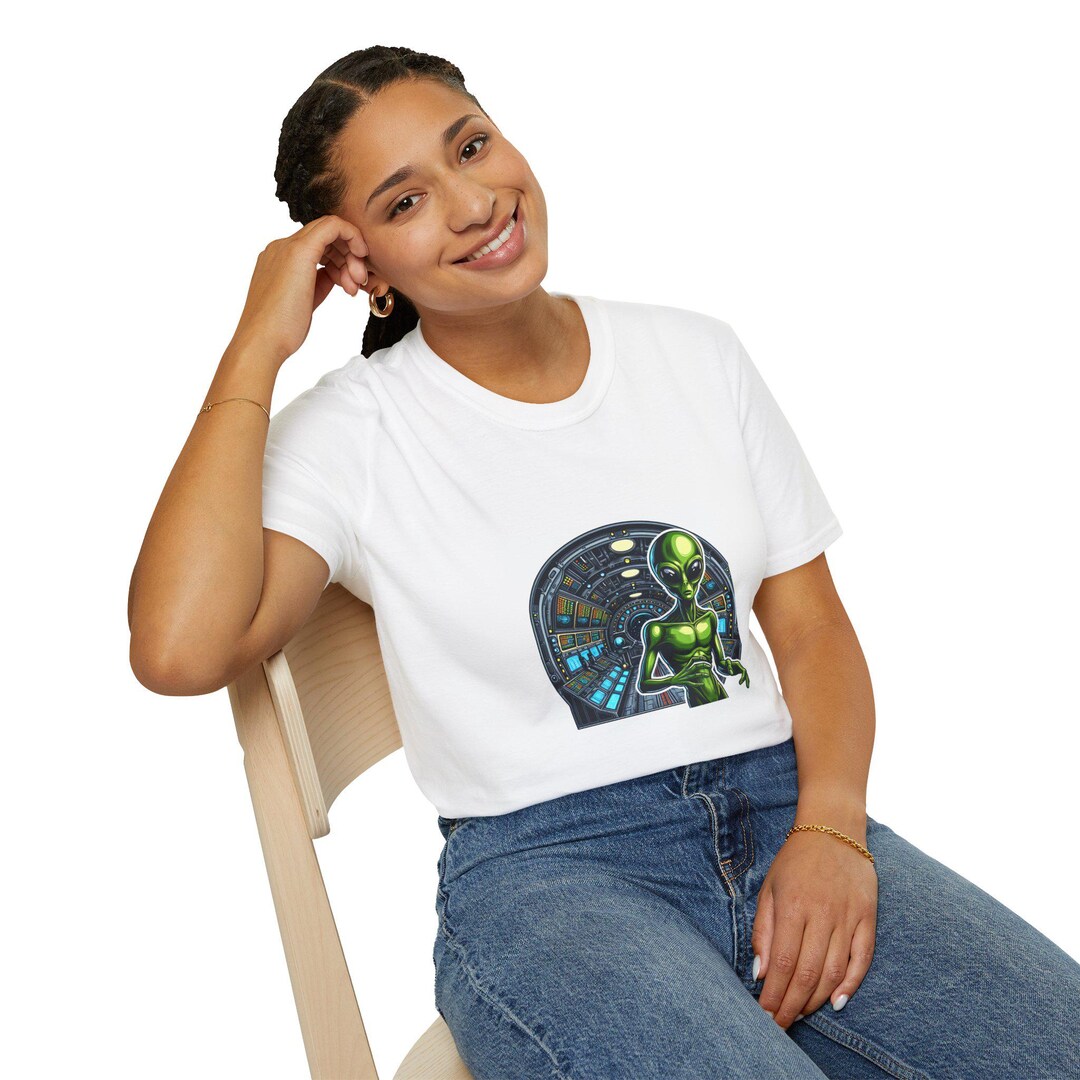 Alien Spaceship Comic Book AI Style Unisex Softstyle T-shirt, Graphic ...