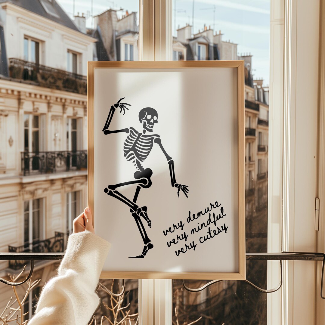Dancing Skeleton Halloween Art Print: Cutesy Dorm Decor (digital ...