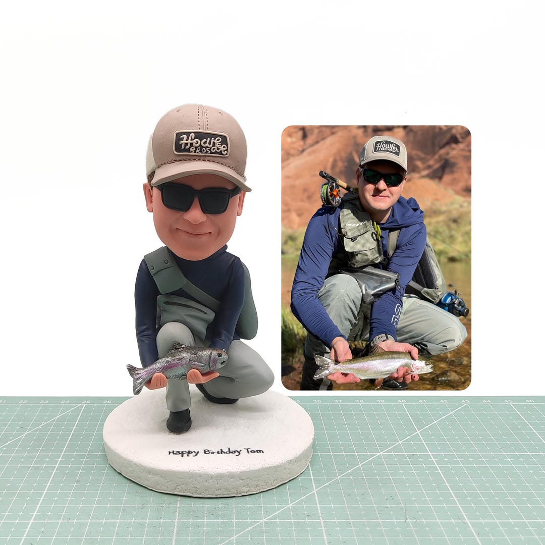 Custom Fisherman Bobblehead, Fishing Expert Bobbleheads, Fly Fishing ...