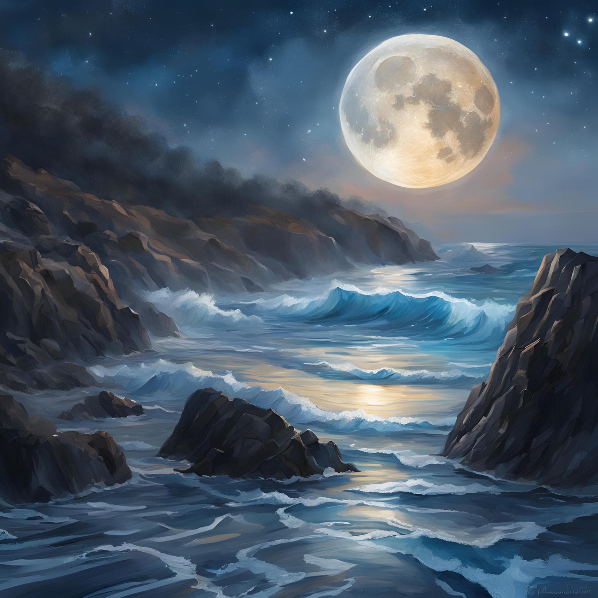 Full Moon | Night Sky | Moonlight Illustration for Home Decor, Digital ...