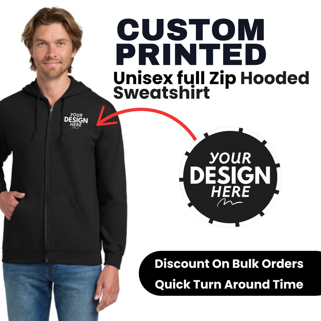 Personalized Zip up Hoodie, Custom Picture Jacket Logo Hoodie, Team ...