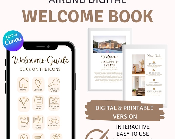 Editable Airbnb Welcome Book Template, Modern Airbnb Welcome Book ...