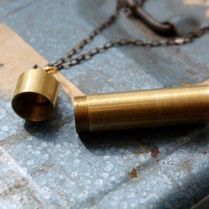 Secret Vial Necklace or Mini Cremation Urn for Pet Ashes - Brass ...