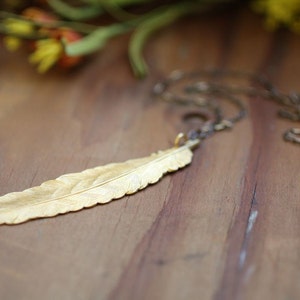 Lucky Feather Necklace - Brass Nature Boho Jewelry Good Luck Gift for ...