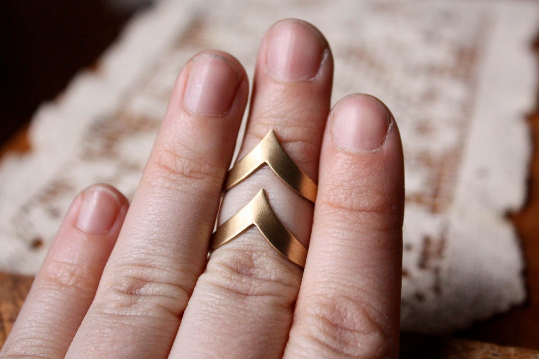 Vintage Chevron Adjustable Brass Rings Set of 2 Minimalist - Etsy