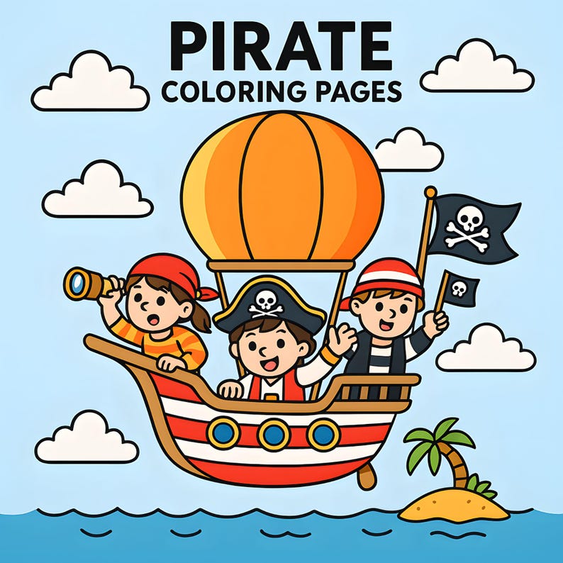 My First Pirate Adventure Coloring Book for Kids – 29 Fun Pages of Cute ...
