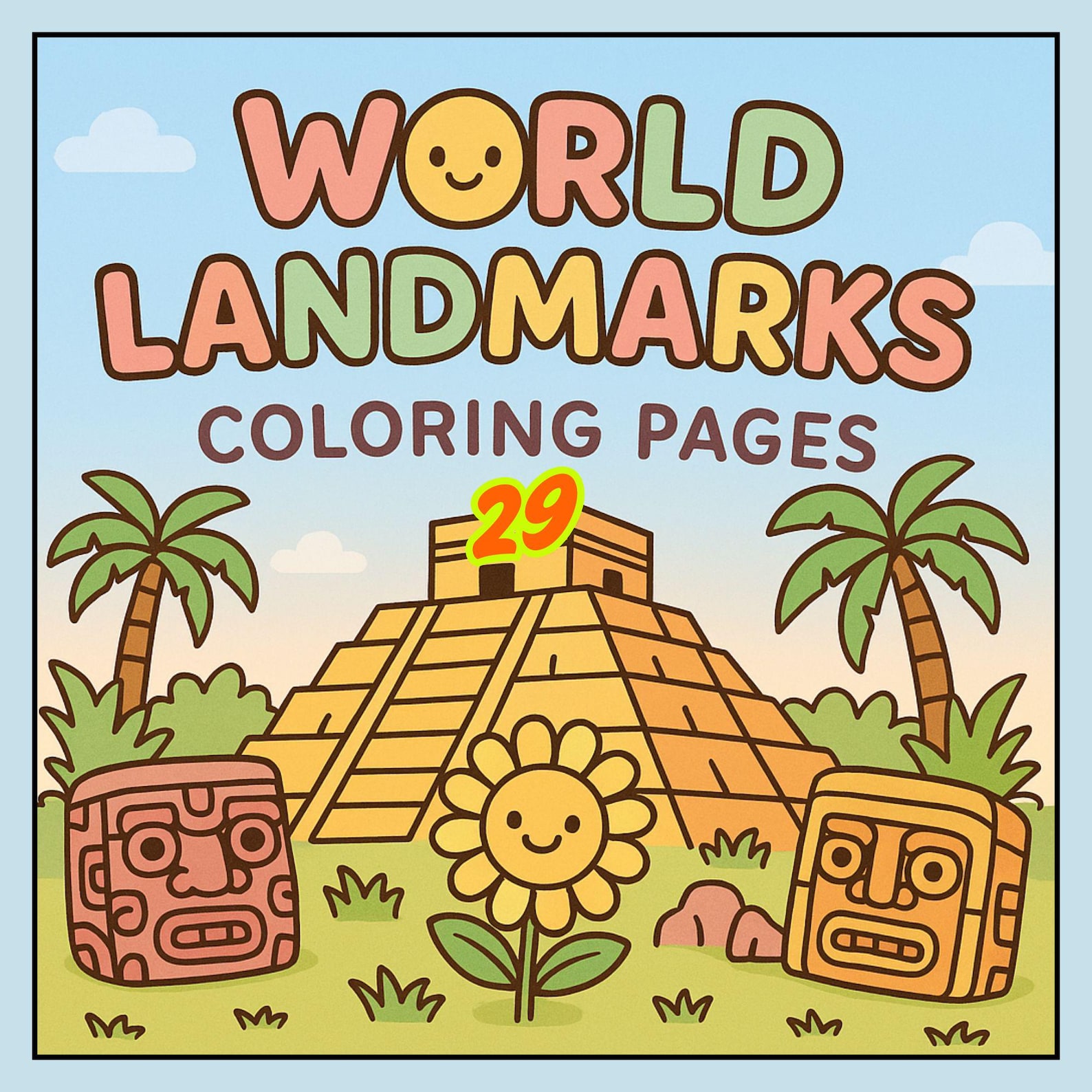 World Landmarks Coloring Pages – 29+ Iconic Places Line Art for Kids ...