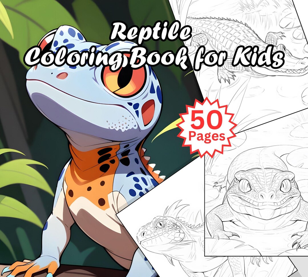 Reptiles and Amphibians Coloring Pages for Kids – 50 Easy A4 Animal ...
