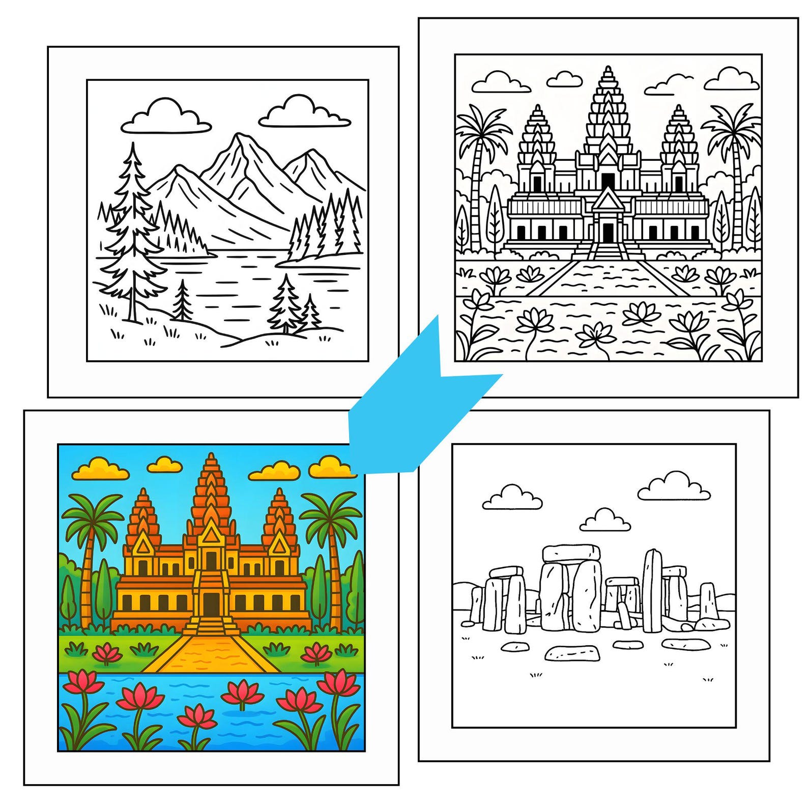 World Landmarks Coloring Pages – 29+ Iconic Places Line Art for Kids ...
