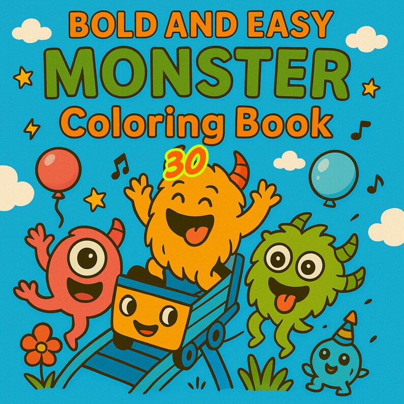 Bold and Easy MONSTER Coloring Book for Kids | Cute & Silly Creatures ...