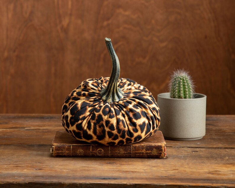 Large Fabric Pumpkin Leopard Print modern farmhouse decor | Etsy