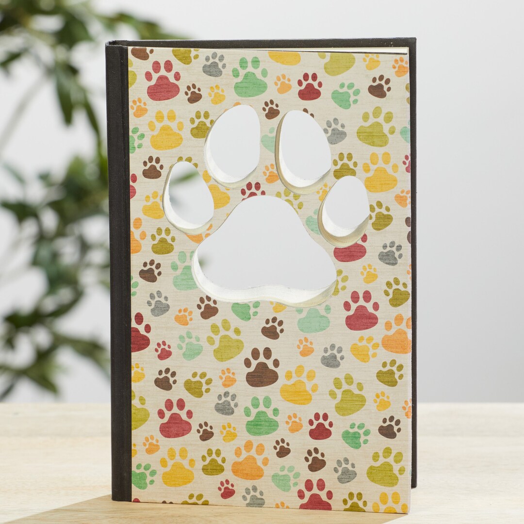 Paw Print Shelf Sitters, Cute Dog Lover Gift for Mom, Repurposed Books ...