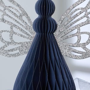 Honeycomb Paper Angel, Blue Home Décor, Winter Festive Accent, Vintage ...