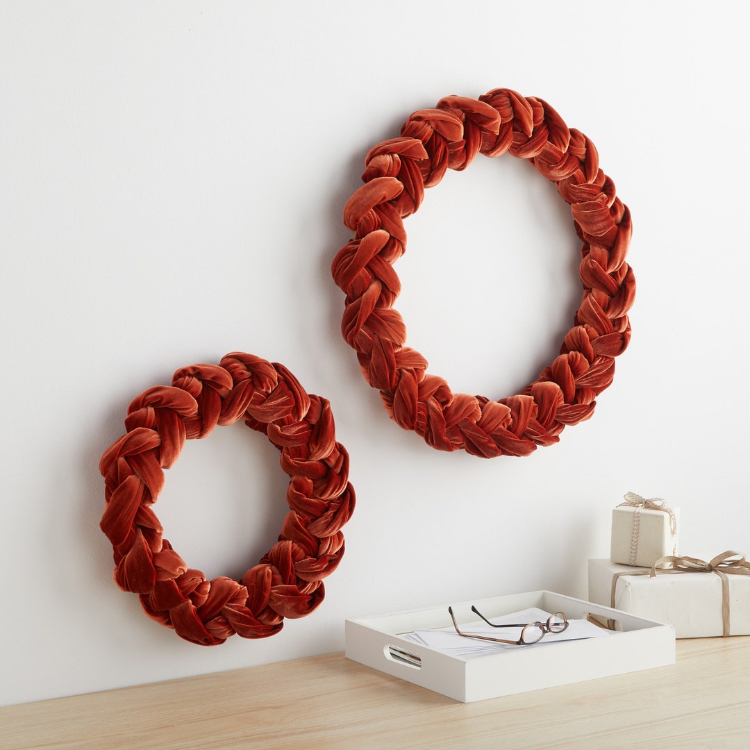 Rust Velvet Wreath, Wall Decor, Front Door Wreath, Spring Summer Door ...