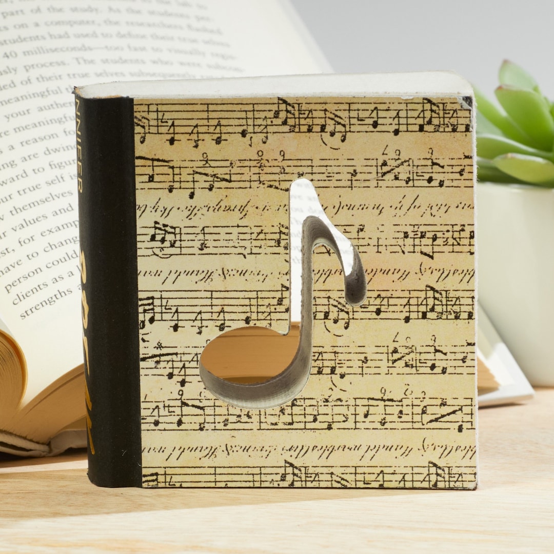 Music Notes Books Shelf Decor, Musician Gifts for Him, Repurposed Books ...
