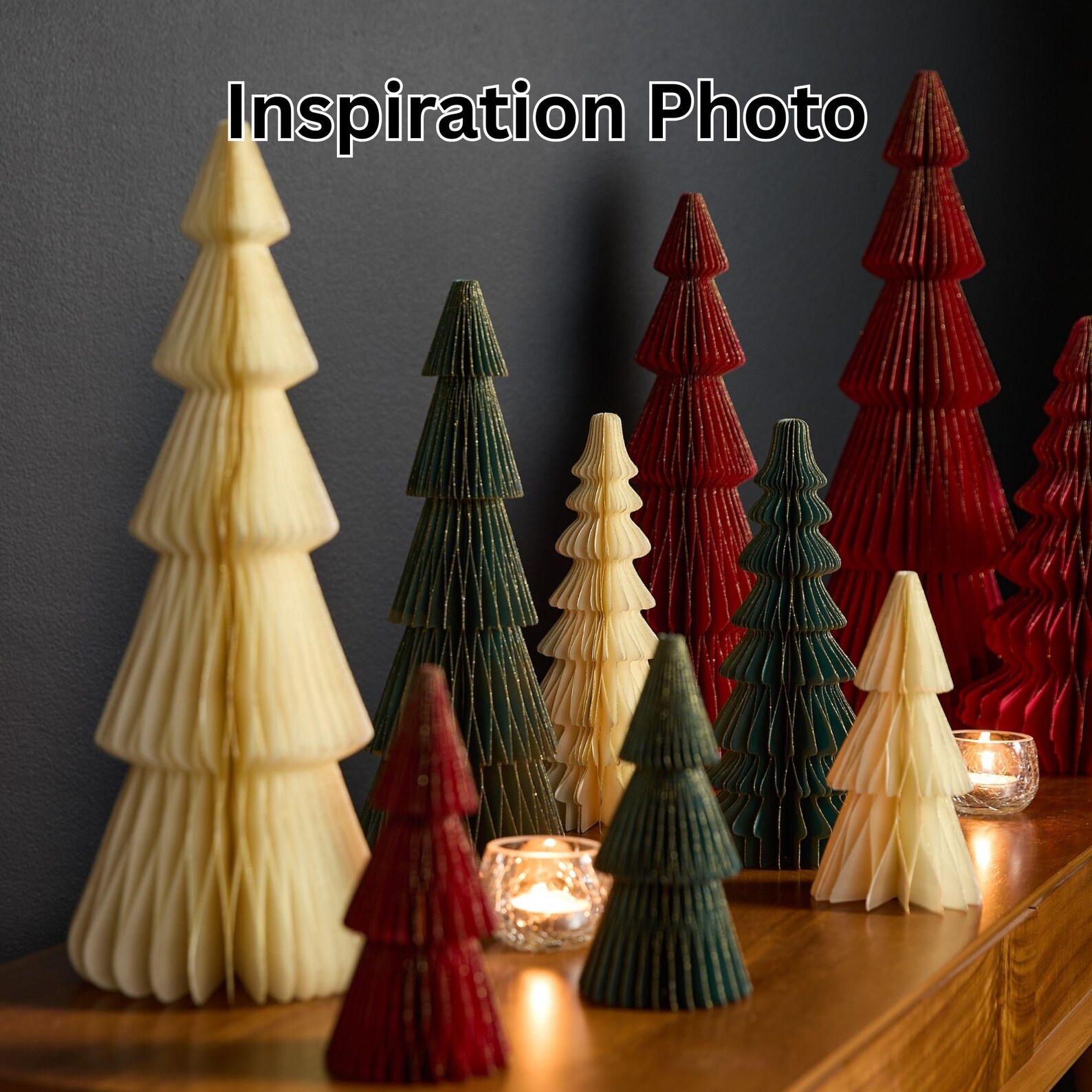 Honeycomb Paper Tree Set of 3 Red, Classic Christmas Festive Trees, Pop ...