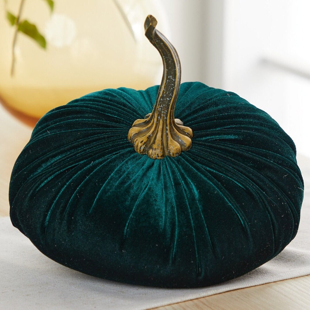 Extra Large Velvet Pumpkin Emerald, Home Decor Trend, Fall Wedding ...
